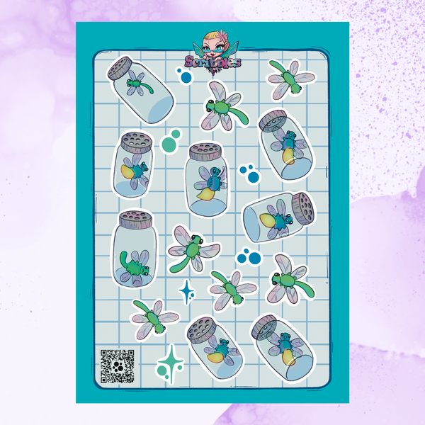 Fireflies and Dragonflies Sticker Sheet – Eclectic Scribbles