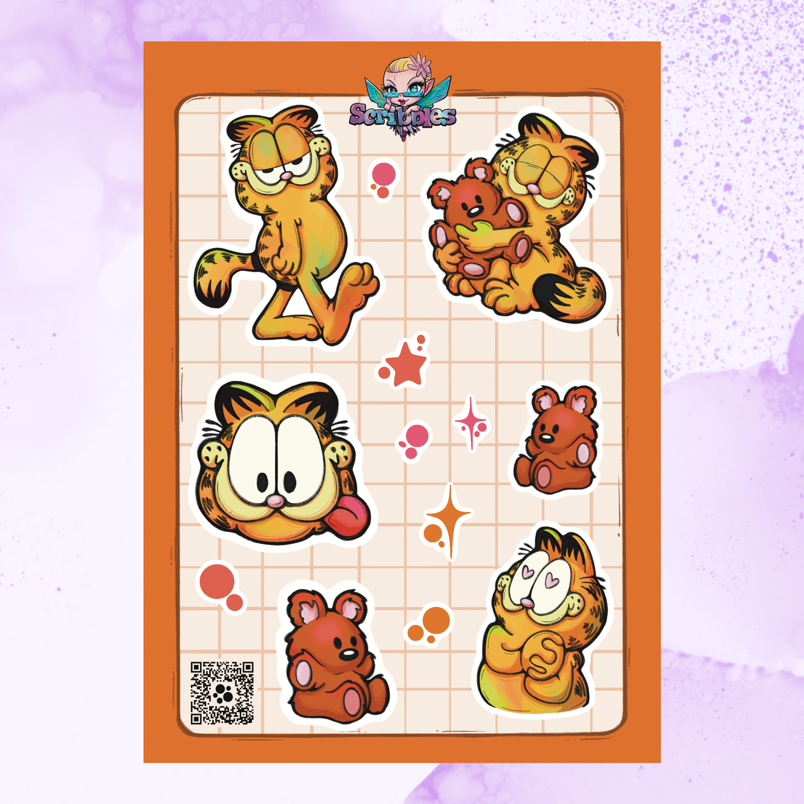 Garfield Sticker Sheet Eclectic Scribbles