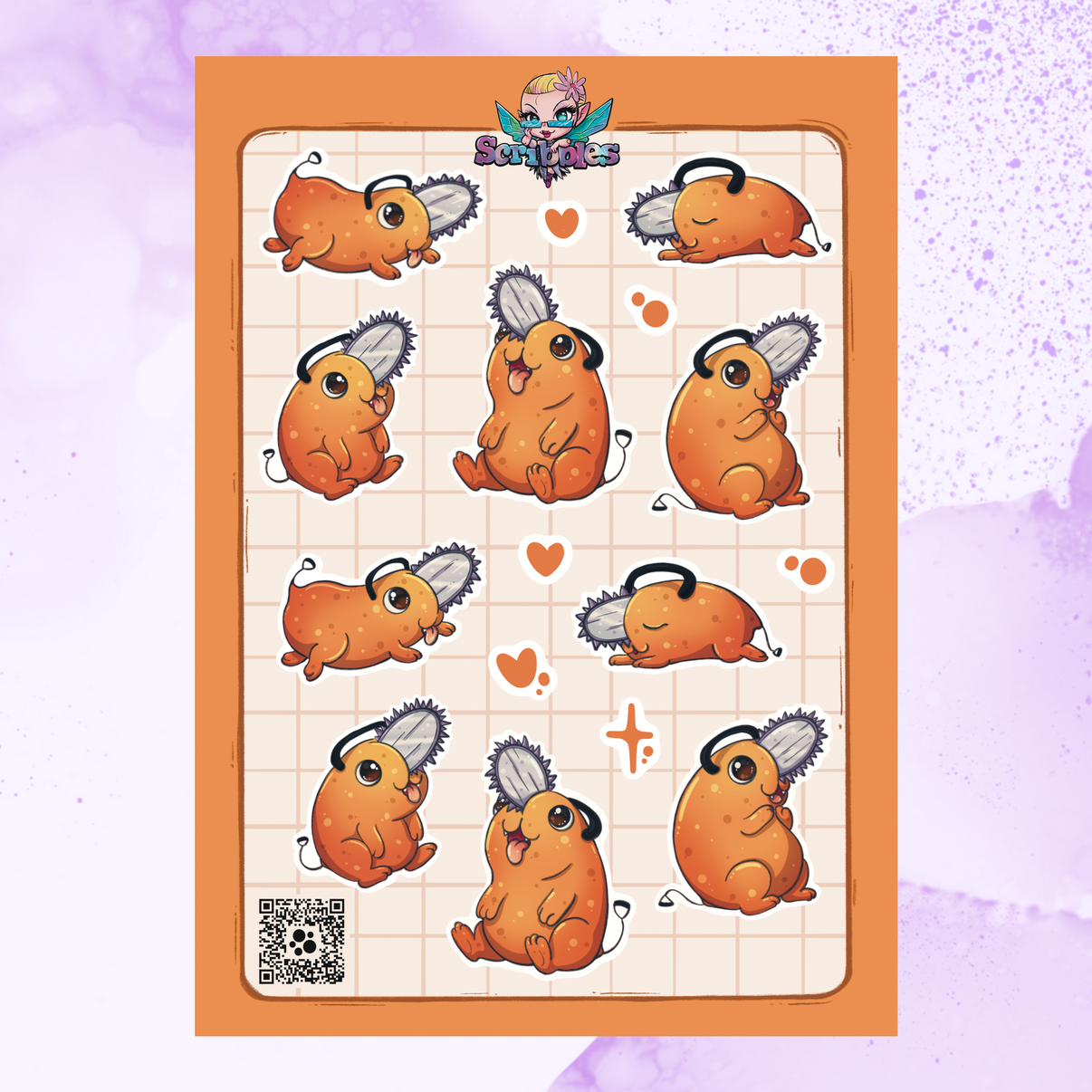 Pochita Sticker Sheet – Eclectic Scribbles