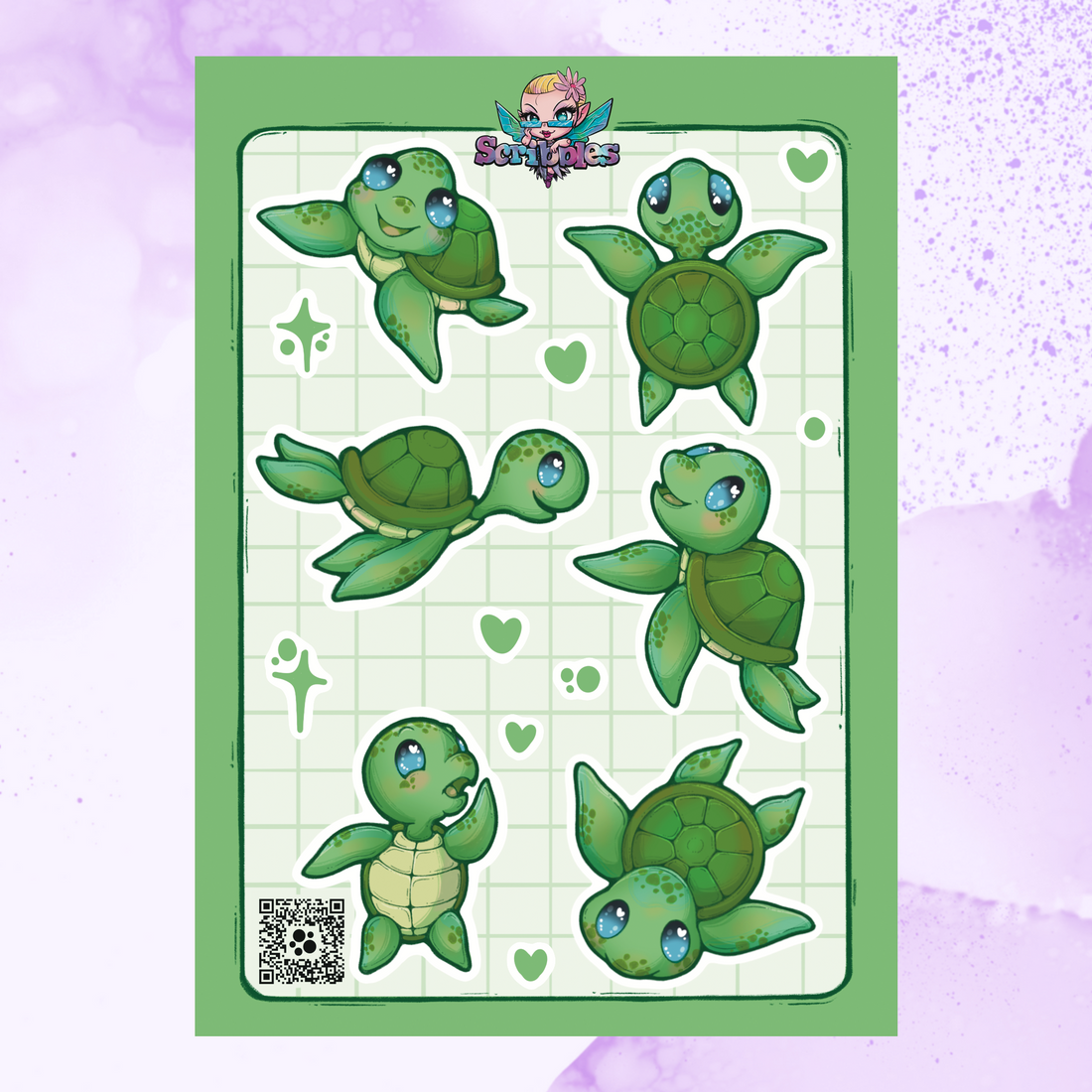 Sea Turtle Sticker Sheet – Eclectic Scribbles
