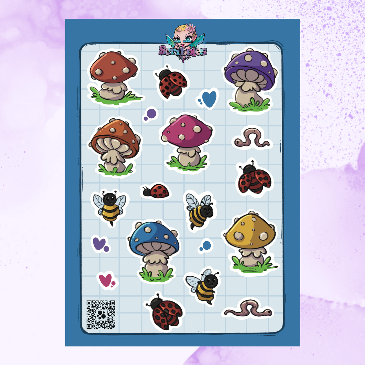 Mushrooms and Bugs Sticker Sheet – Eclectic Scribbles