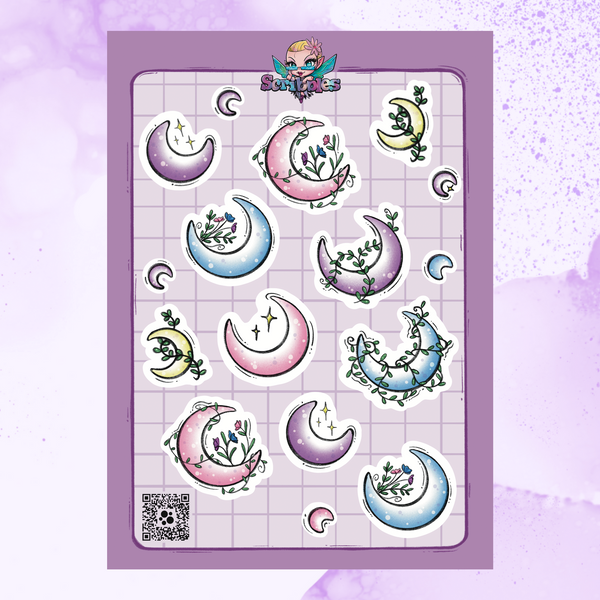 Crescent Moons Sticker Sheet – Eclectic Scribbles