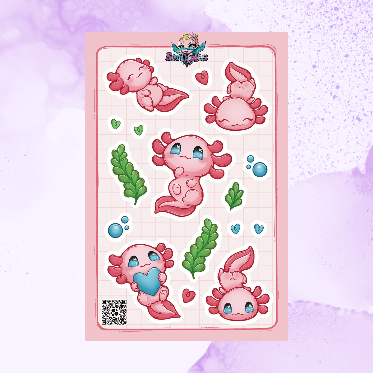 Axolotls Sticker Sheet – Eclectic Scribbles